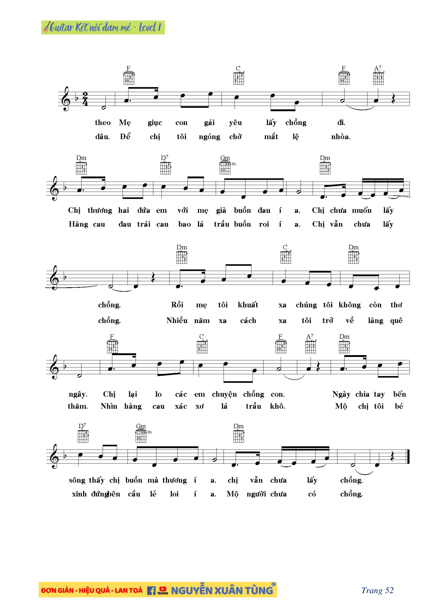 Sheet nhạc Chị tôi ( Trần Tiến ) - Nguyễn Xuân Tùng