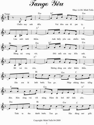 Sheet nhạc hợp âm Tango yêu - Nguyễn Xuân Tùng