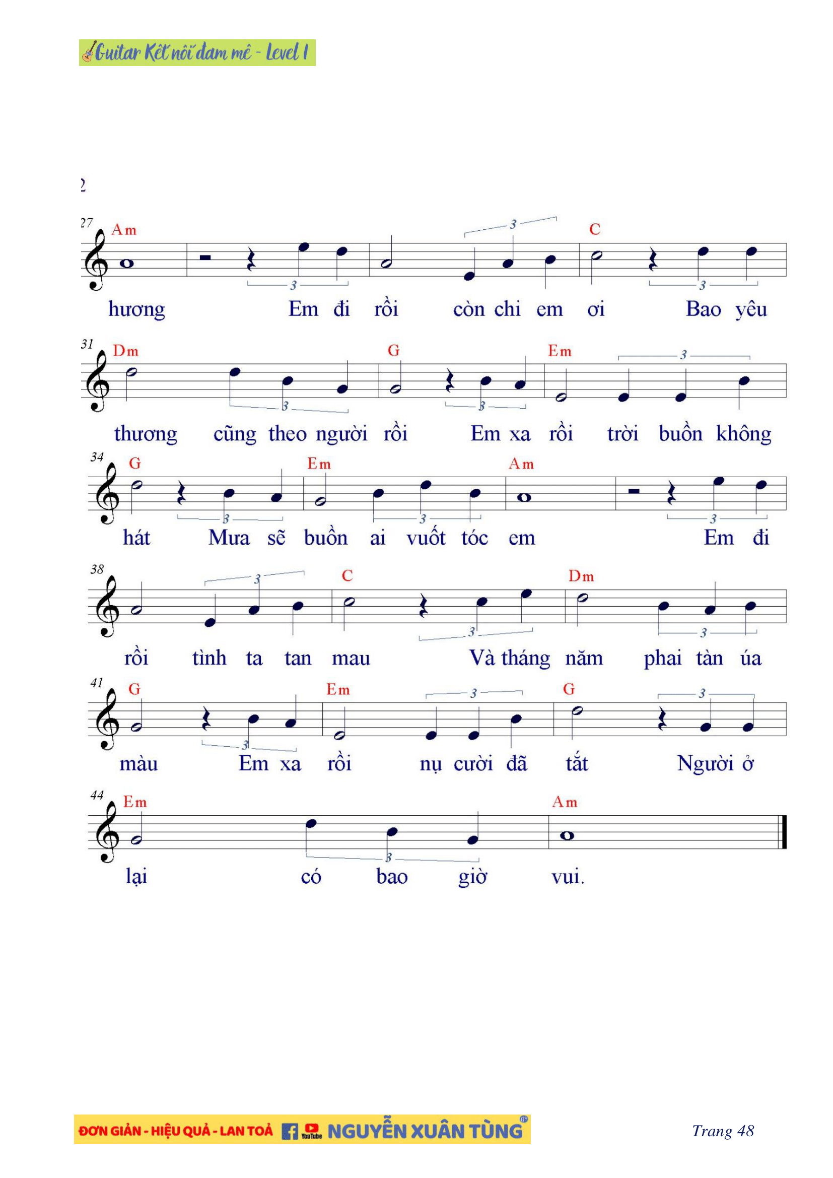 Sheet nhạc Tiễn đưa ( Lê Đức Long-Đặng Hiền) - Nguyễn Xuân Tùng